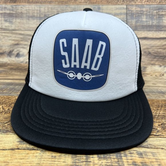 Unbranded | Accessories | Vintage Saab Mens Trucker Hat Black Snapback ...